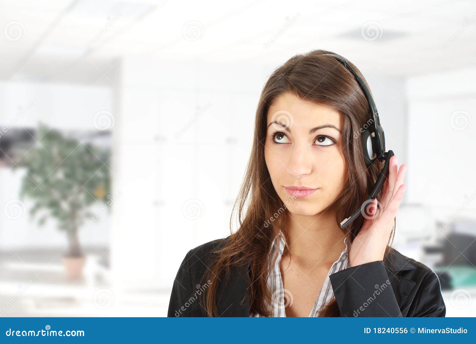Female Secretary Speaking Over the Headset Stock Photo - Image of ...