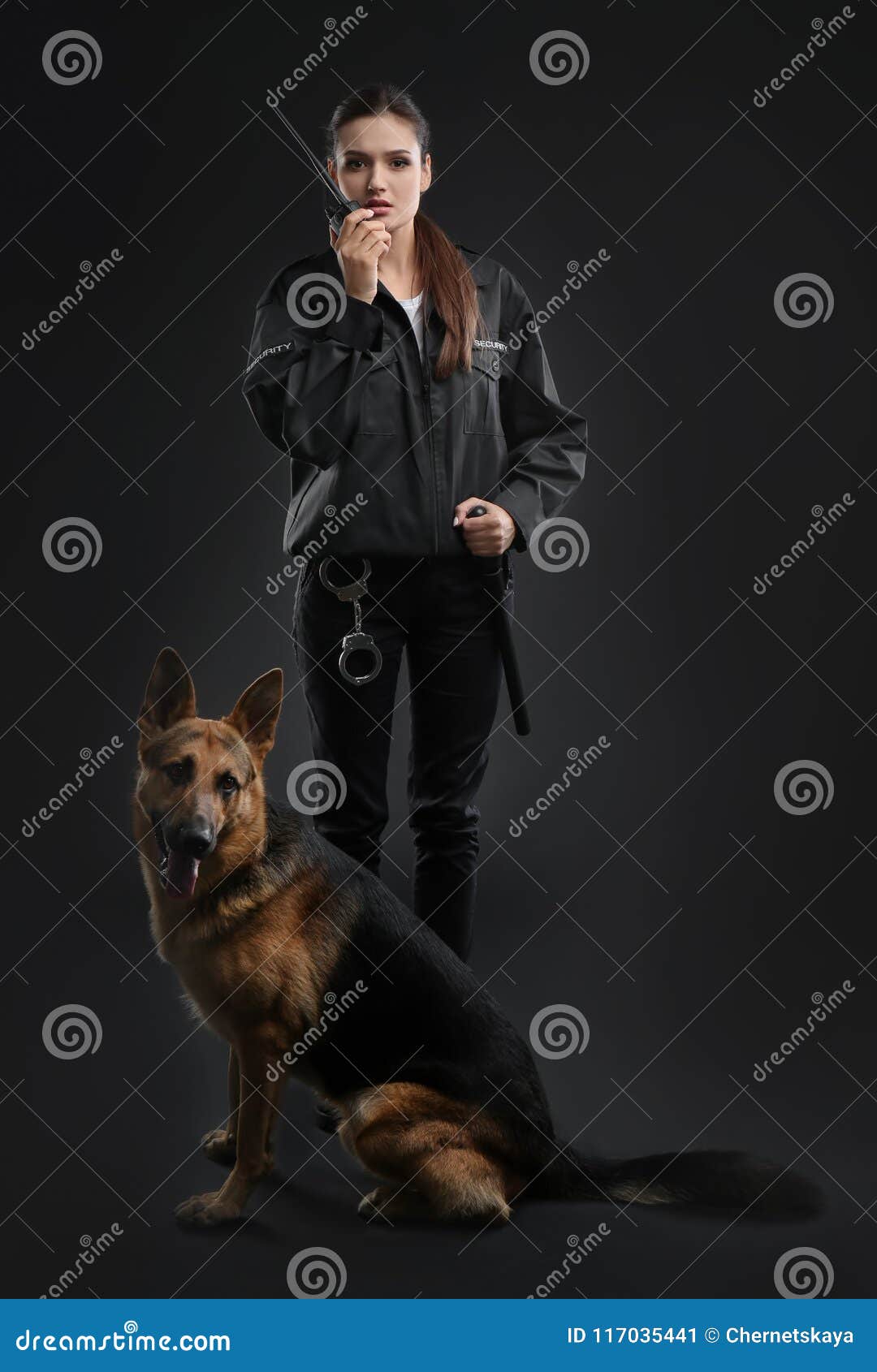 Female Security Guard With Dog Stock Image - Image of occupation, adult ...