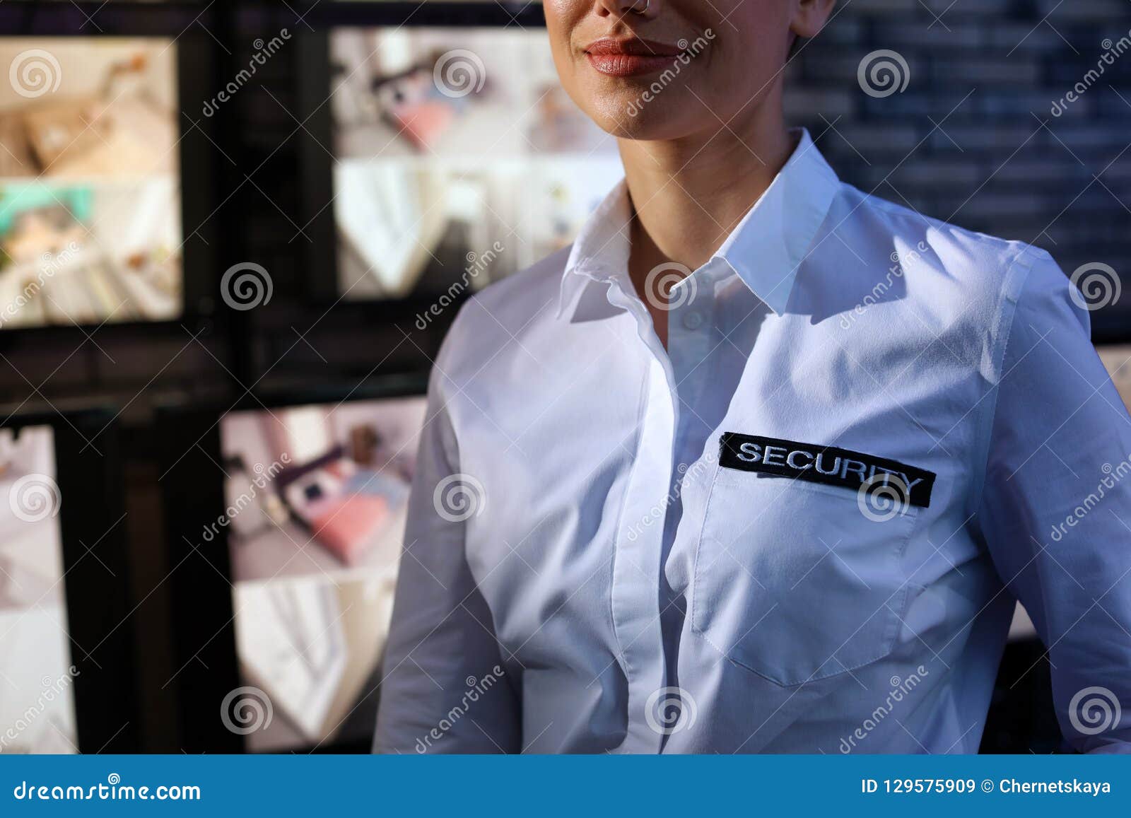 Female Security Guard Wearing Uniform at Workplace Stock Image - Image ...
