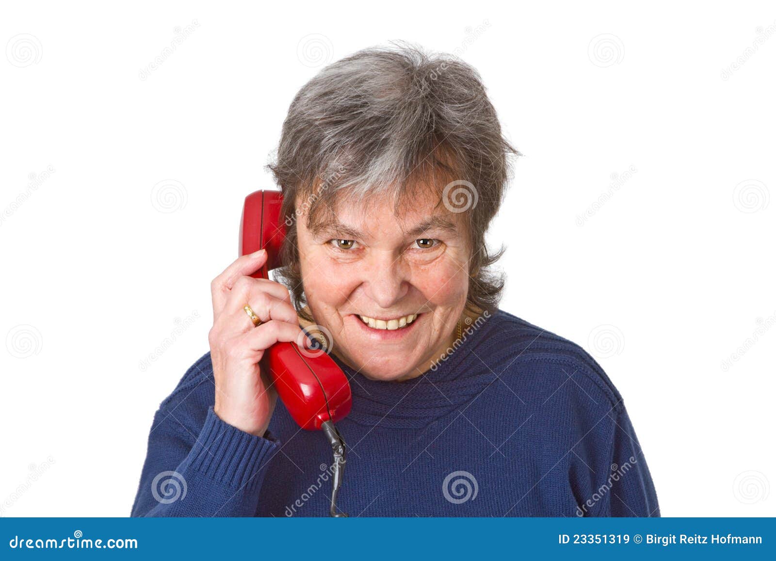 Female Senior with Telephone Receiver Stock Image - Image of people ...