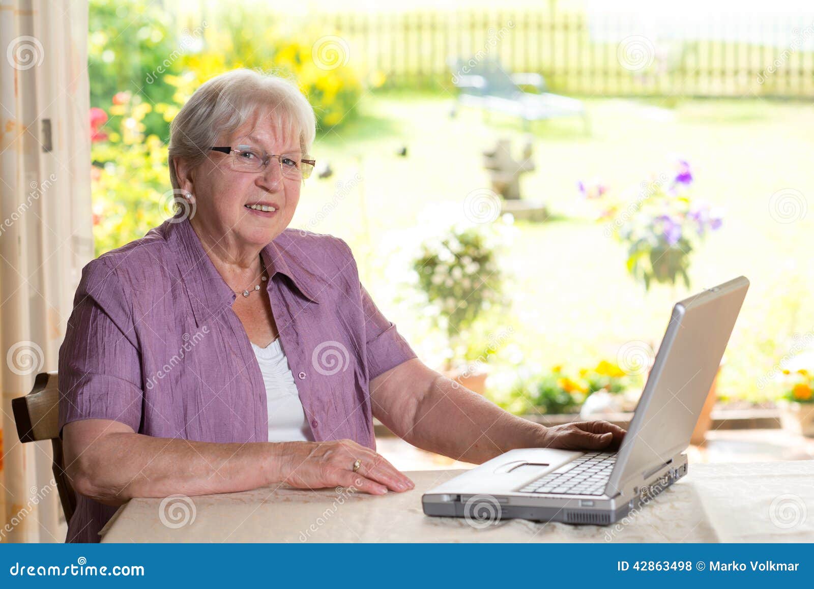 Female Senior is Using Computer Stock Photo - Image of room, active ...