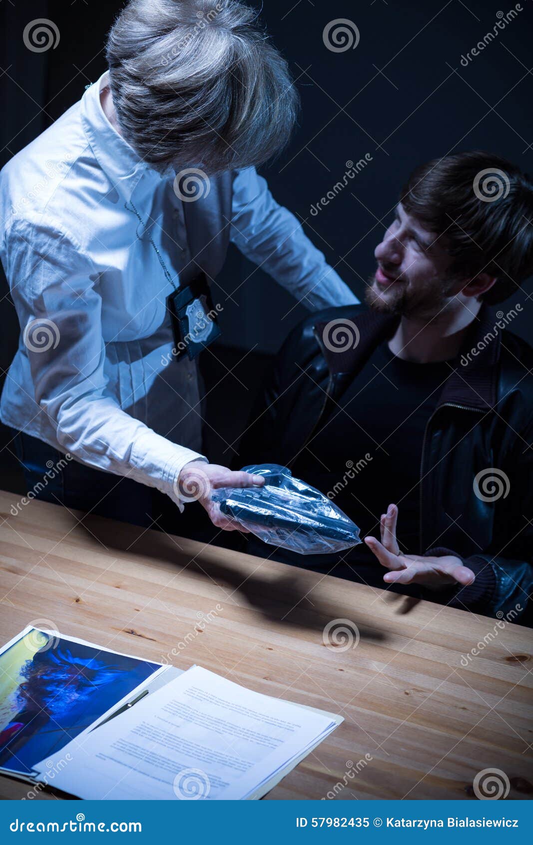 Female Sergeant Talking with Suspect Stock Image - Image of illegal ...