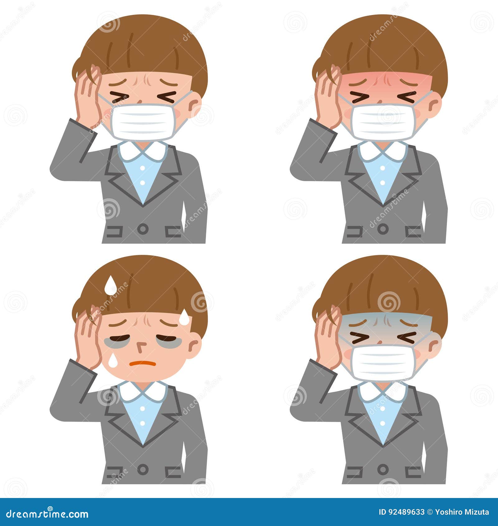 Female Set with Poor Physical Condition Stock Vector - Illustration of ...