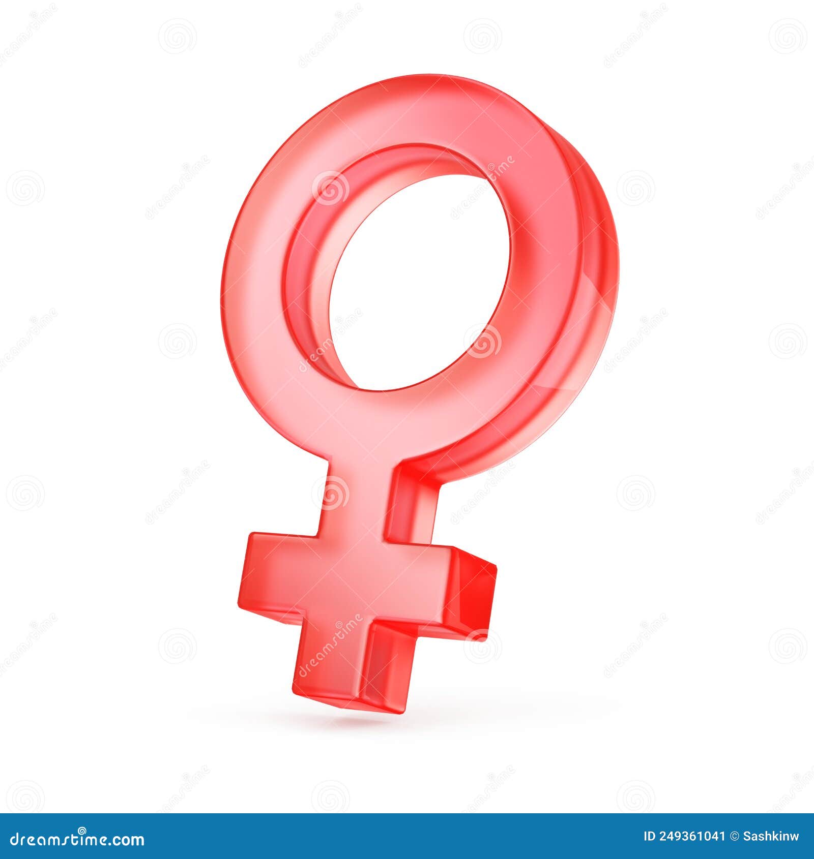 Female Sex Symbol Glass 3d Icon Gender Symbol Isolated On White Stock