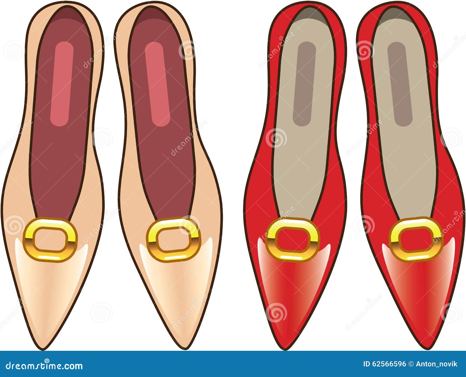 Female Shoes Top View Vector Tan Red Stock Vector - Illustration of ...