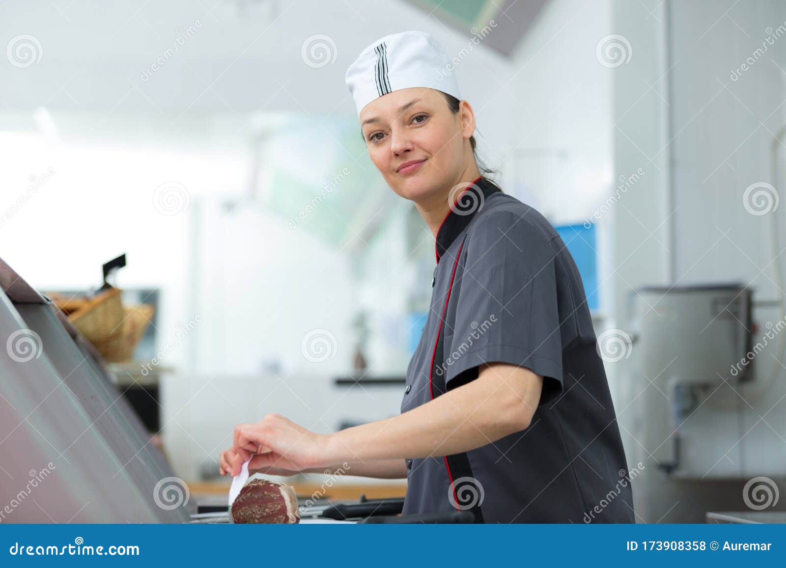 Female Shopkeeper in Grocery Store Stock Photo - Image of assistant ...