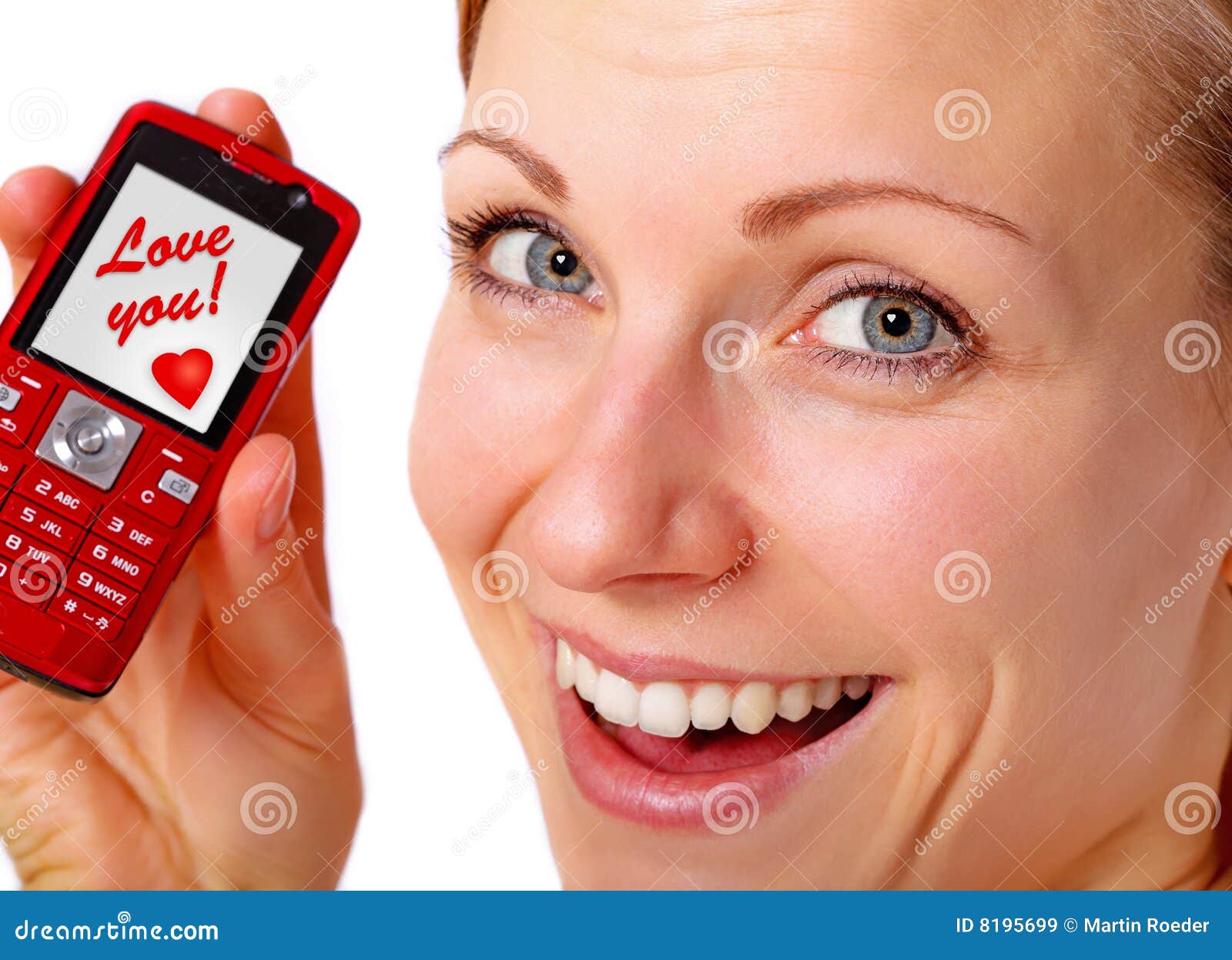 Female Showing Love Message on Phone Stock Image - Image of modern ...
