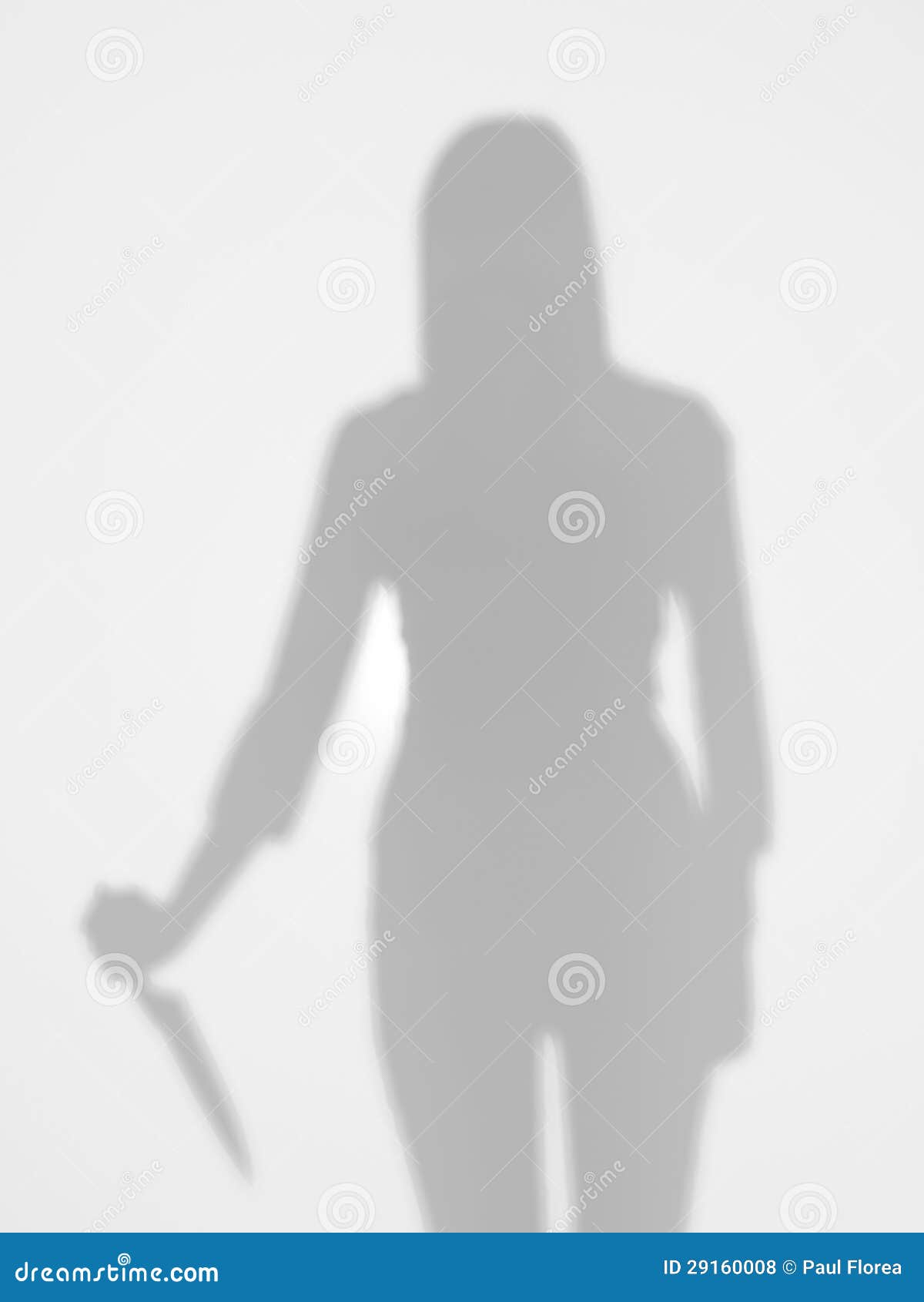 Silhouette Of A Man With A Knife Through The Glass Door Royalty-Free ...