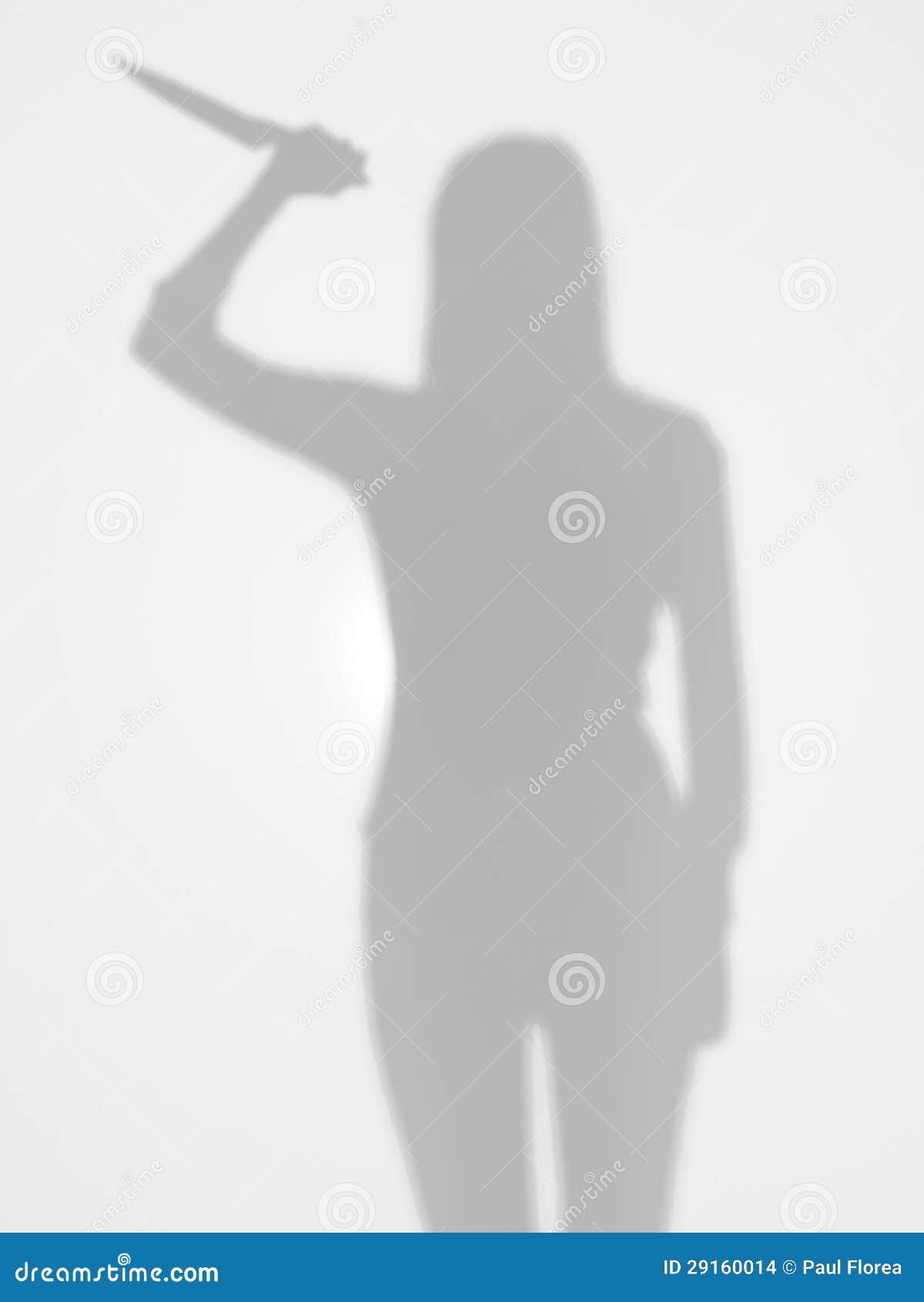 Silhouette Of A Man With A Knife Through The Glass Door Royalty-Free ...