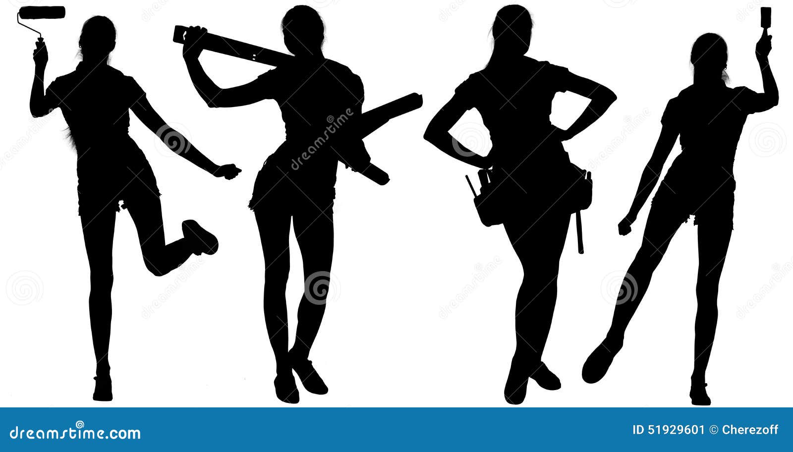 Female Silhouettes with Tools Stock Illustration - Illustration of ...