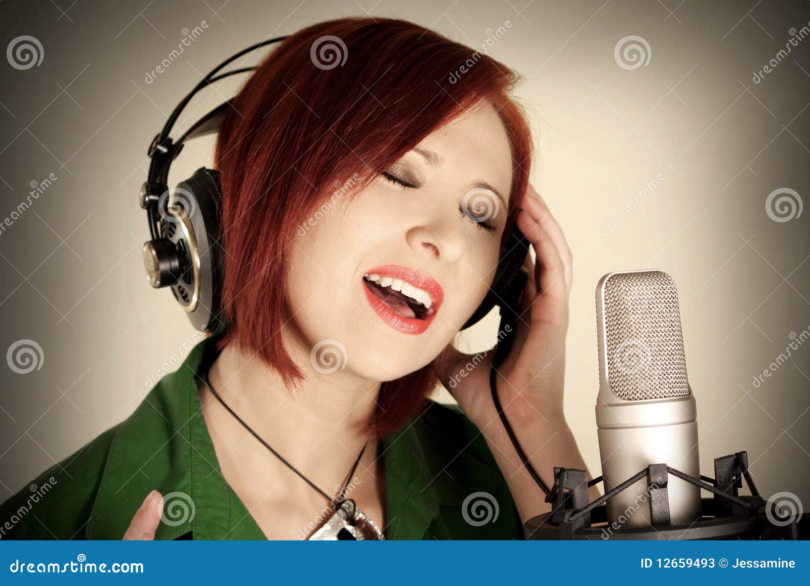 Pop Female Singer With The Retro Mic Stock Photo | CartoonDealer.com ...