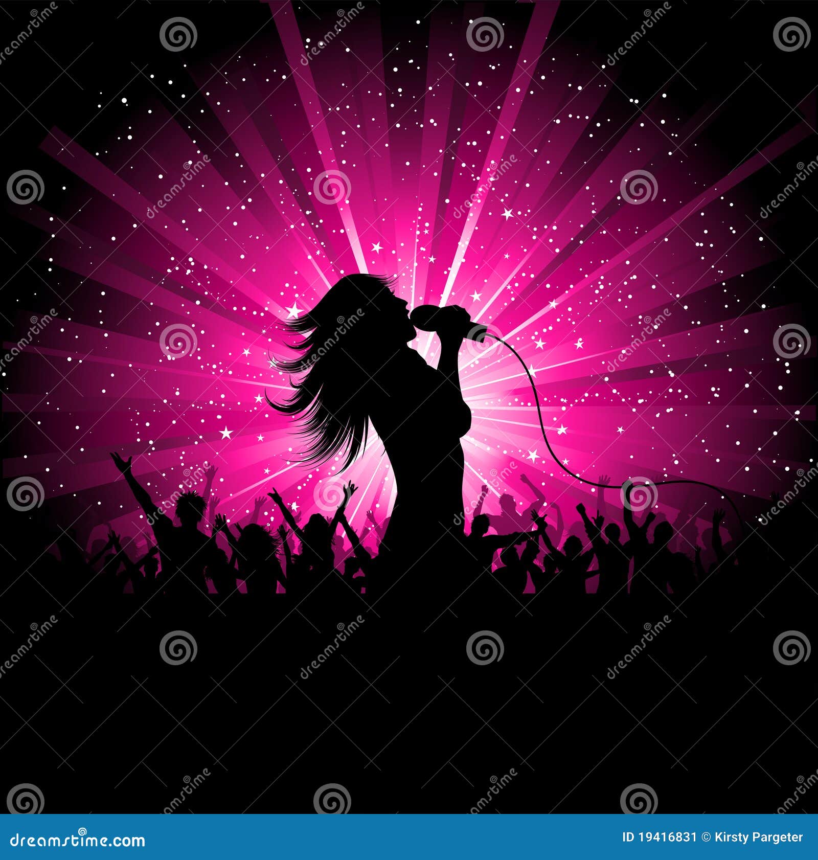 Female Singer Silhouette Isolated On White Background Vector ...