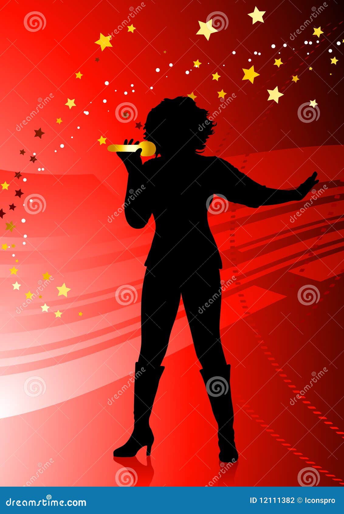 Female Singer on Abstract Red Background Stock Vector - Illustration of ...