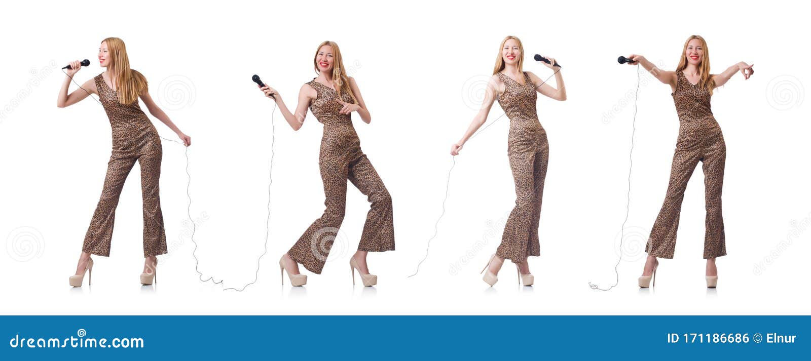 Female Singer Isolated on White Stock Photo - Image of concert, poses ...