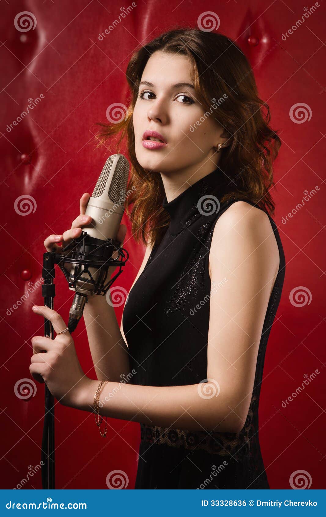 Female Singer with Microphone Stock Photo - Image of lady, adult: 33328636
