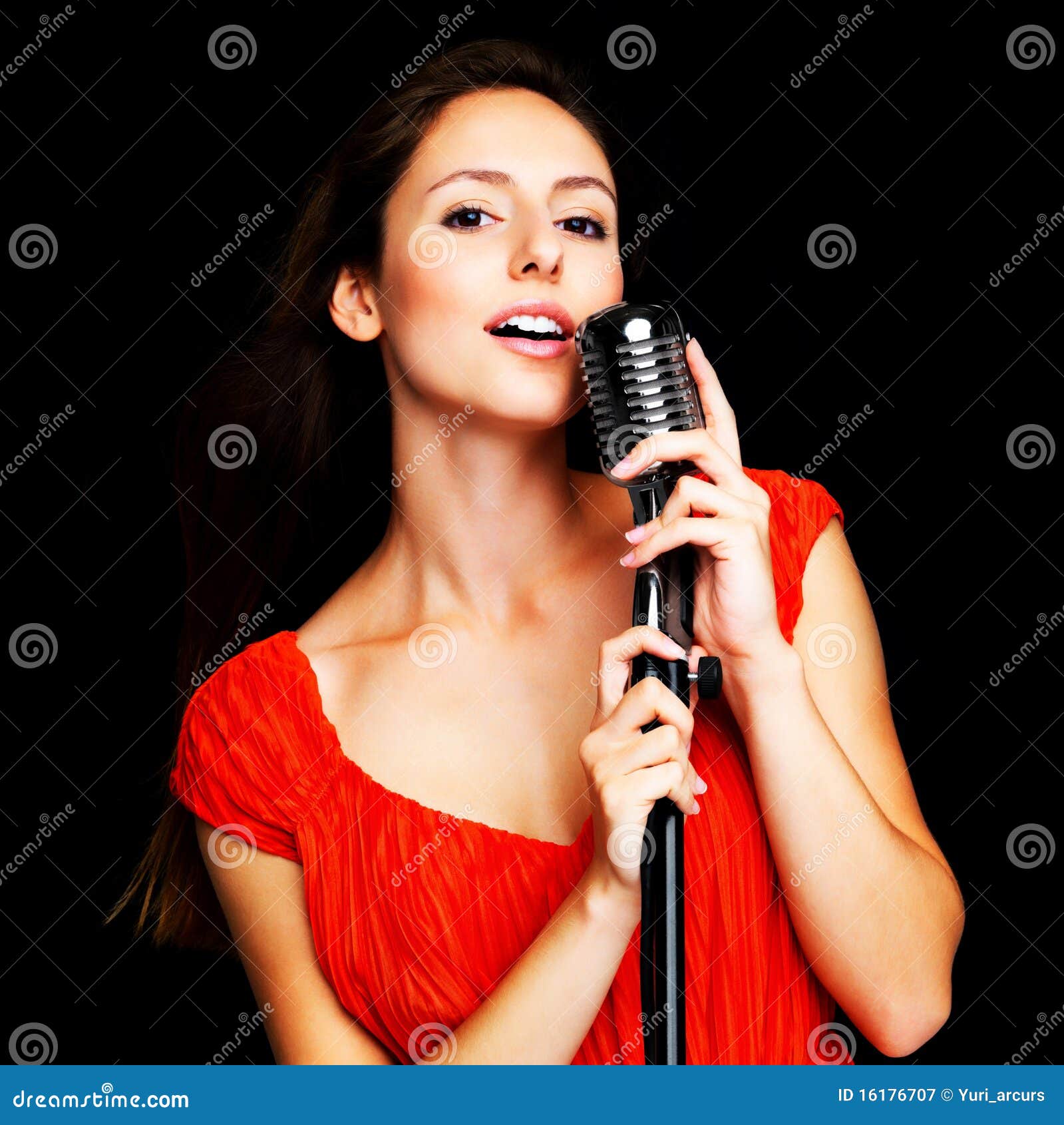 Female Singer Performing Live in a Concert Stock Image - Image of ...