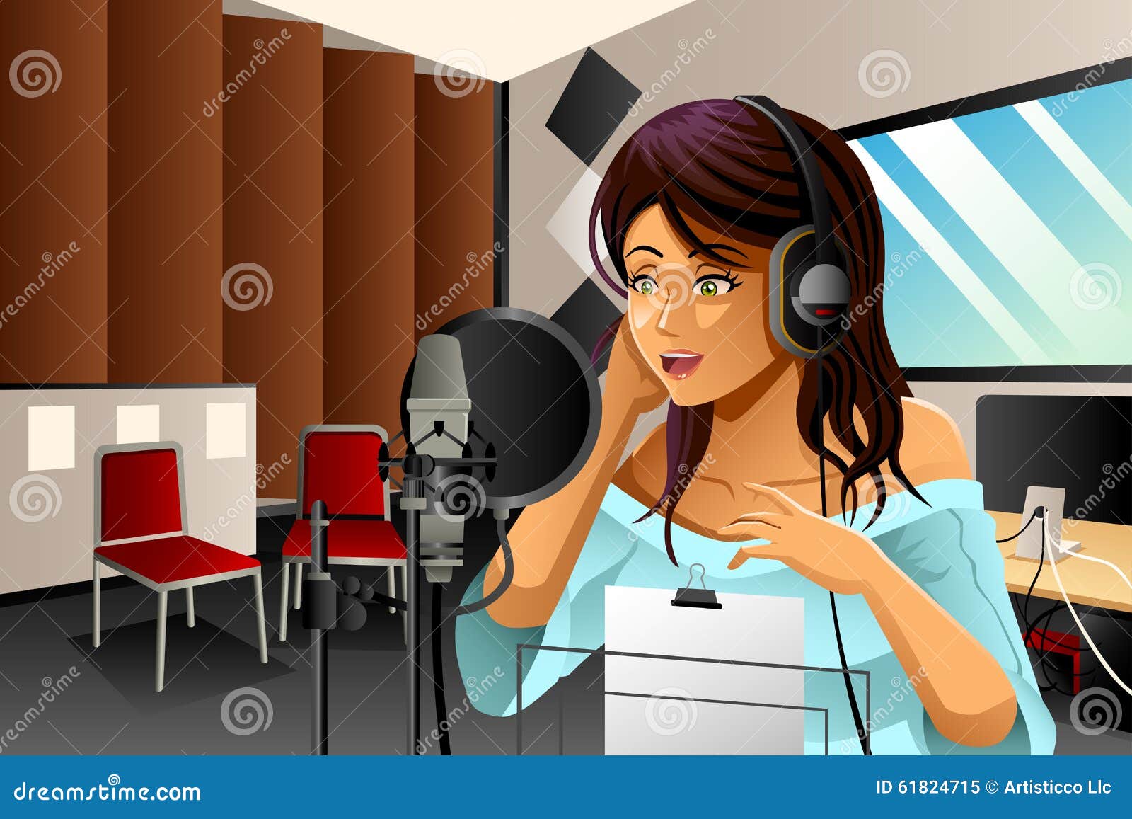 Female Singer Singing stock vector. Illustration of music - 61824715