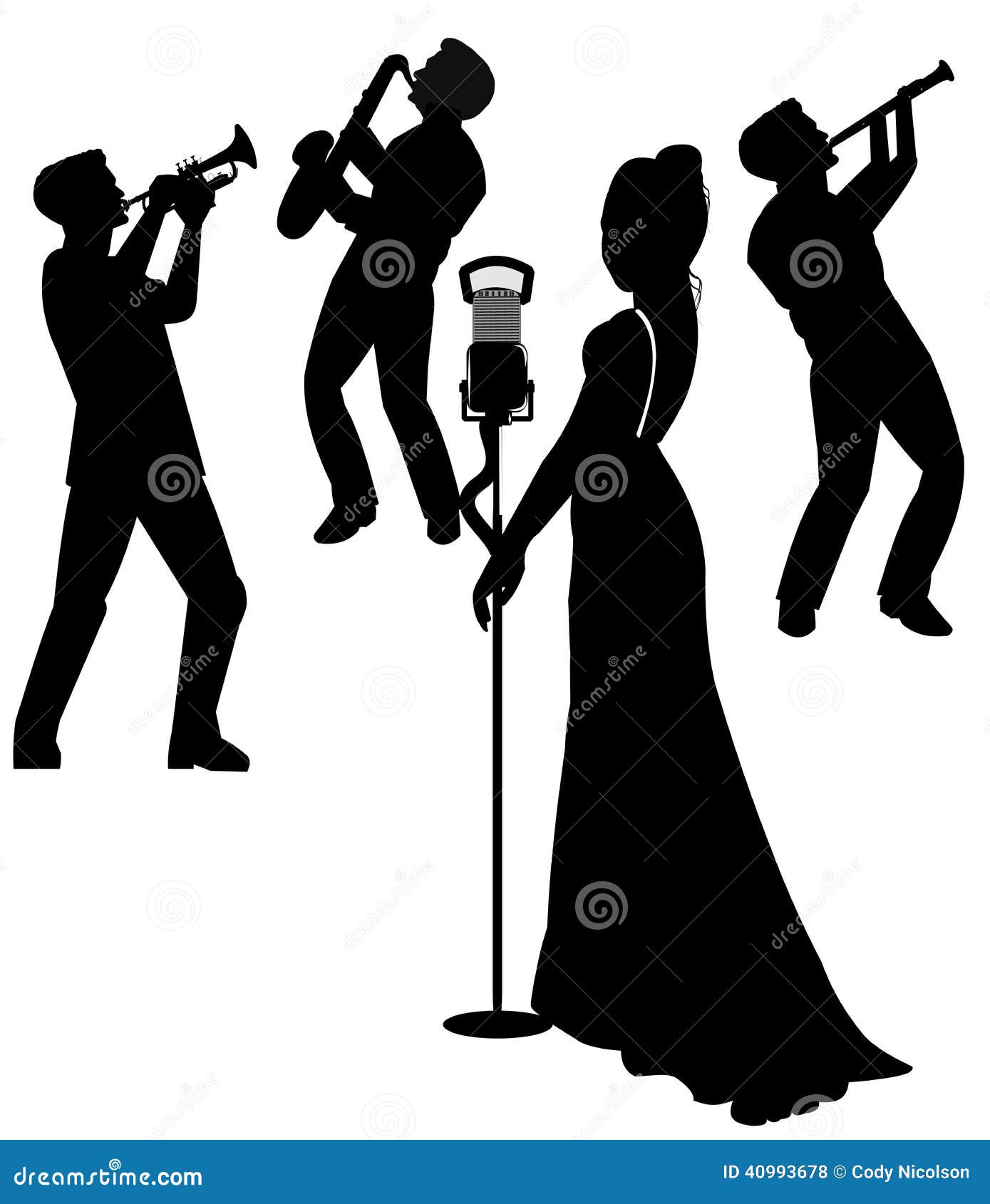 Female Singer on Stage in Silhouette Stock Illustration - Illustration ...