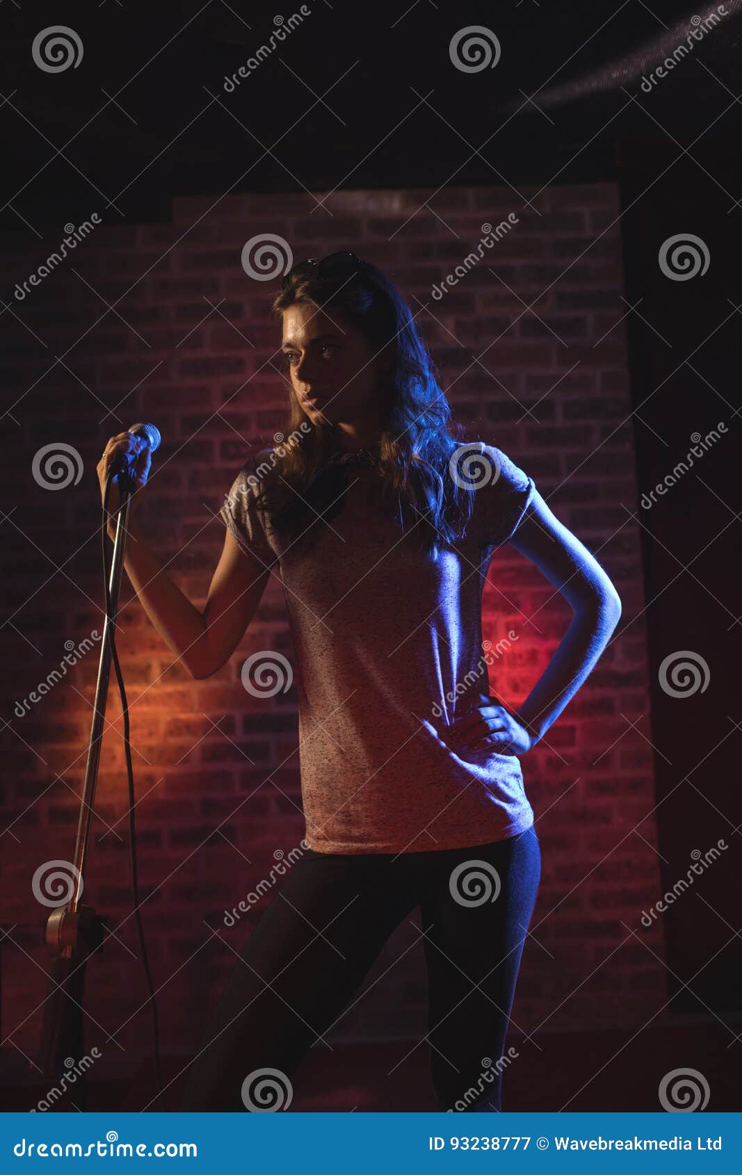 Female Singer Standing in Nightclub Stock Image - Image of band, length ...