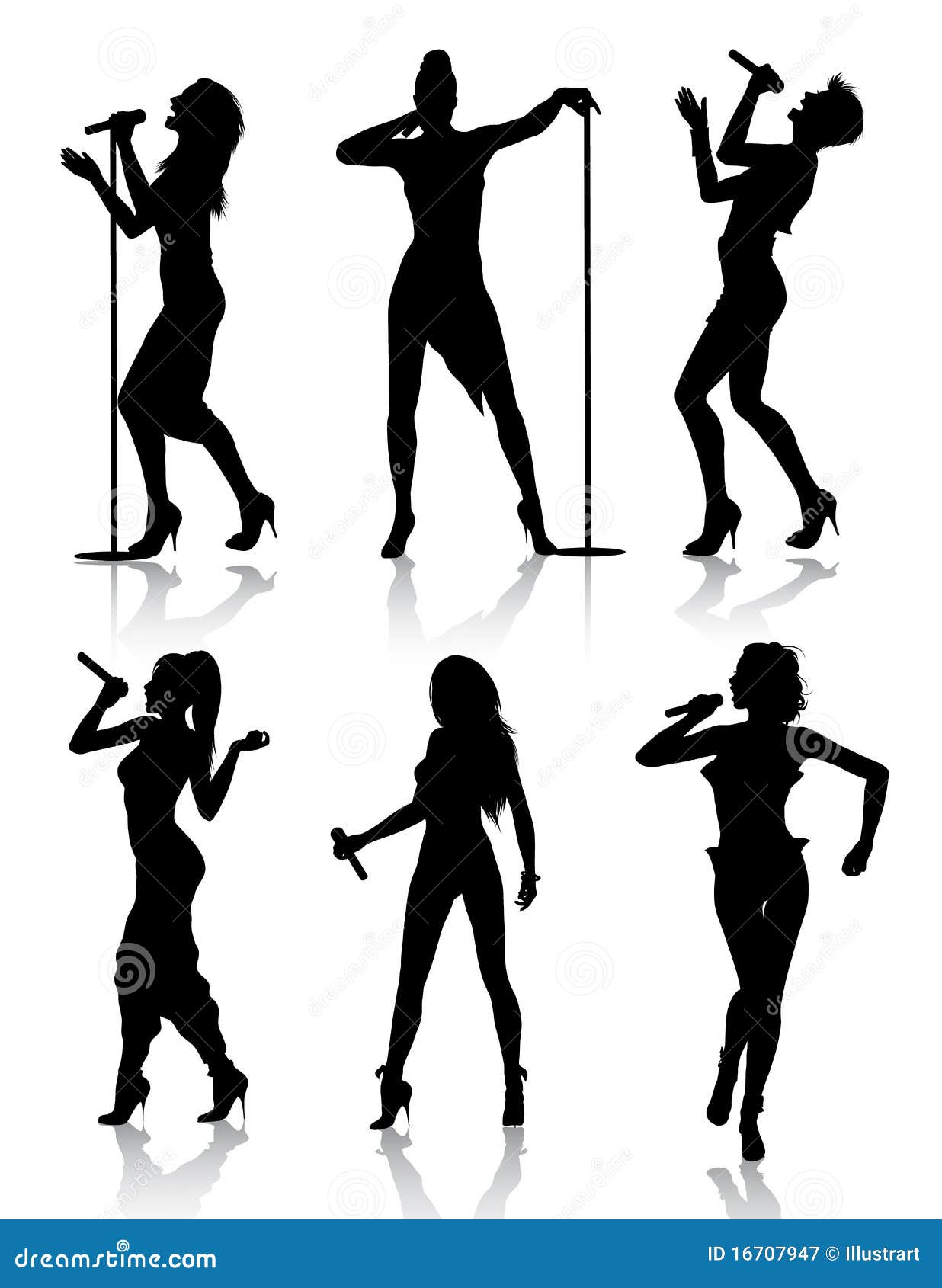 Female Singers Silhouette Set Stock Vector - Illustration of audience ...