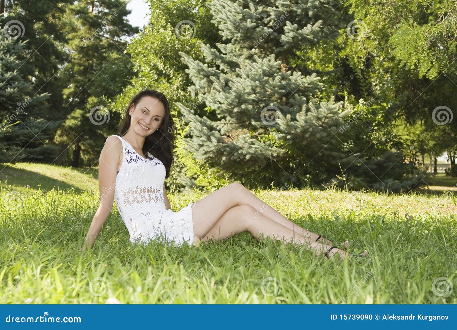 Female Sitting on Grass Field at the Park Stock Photo - Image of park ...