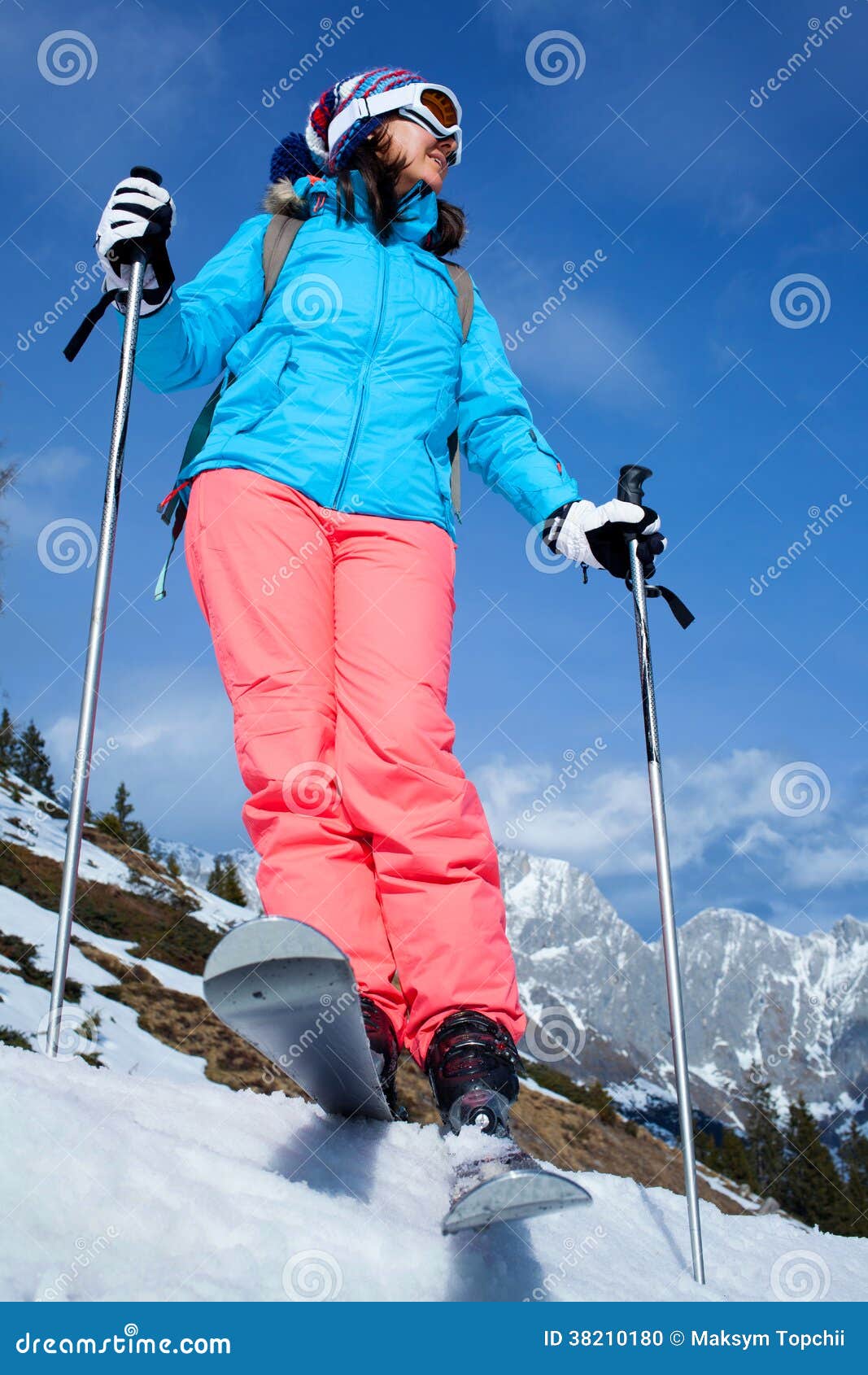 Female skier stock photo. Image of downhill, mountains - 38210180