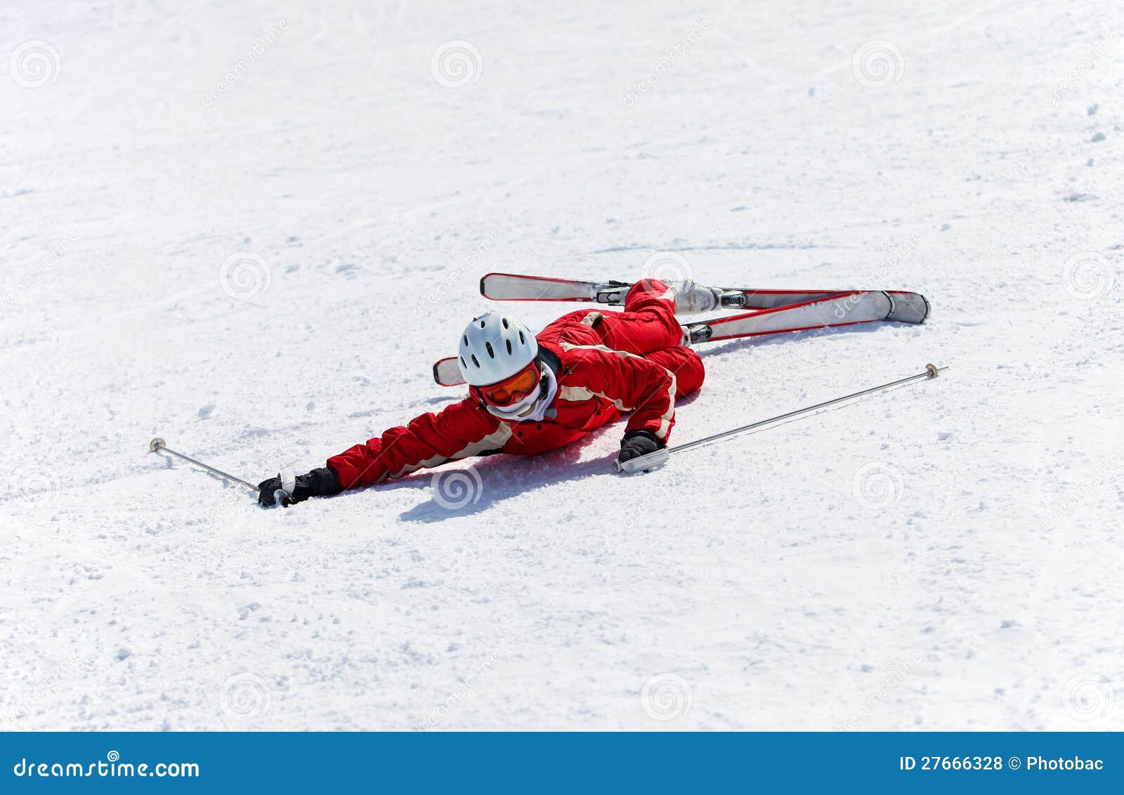 Female Skier after Falling Down Stock Photo - Image of caucasian ...
