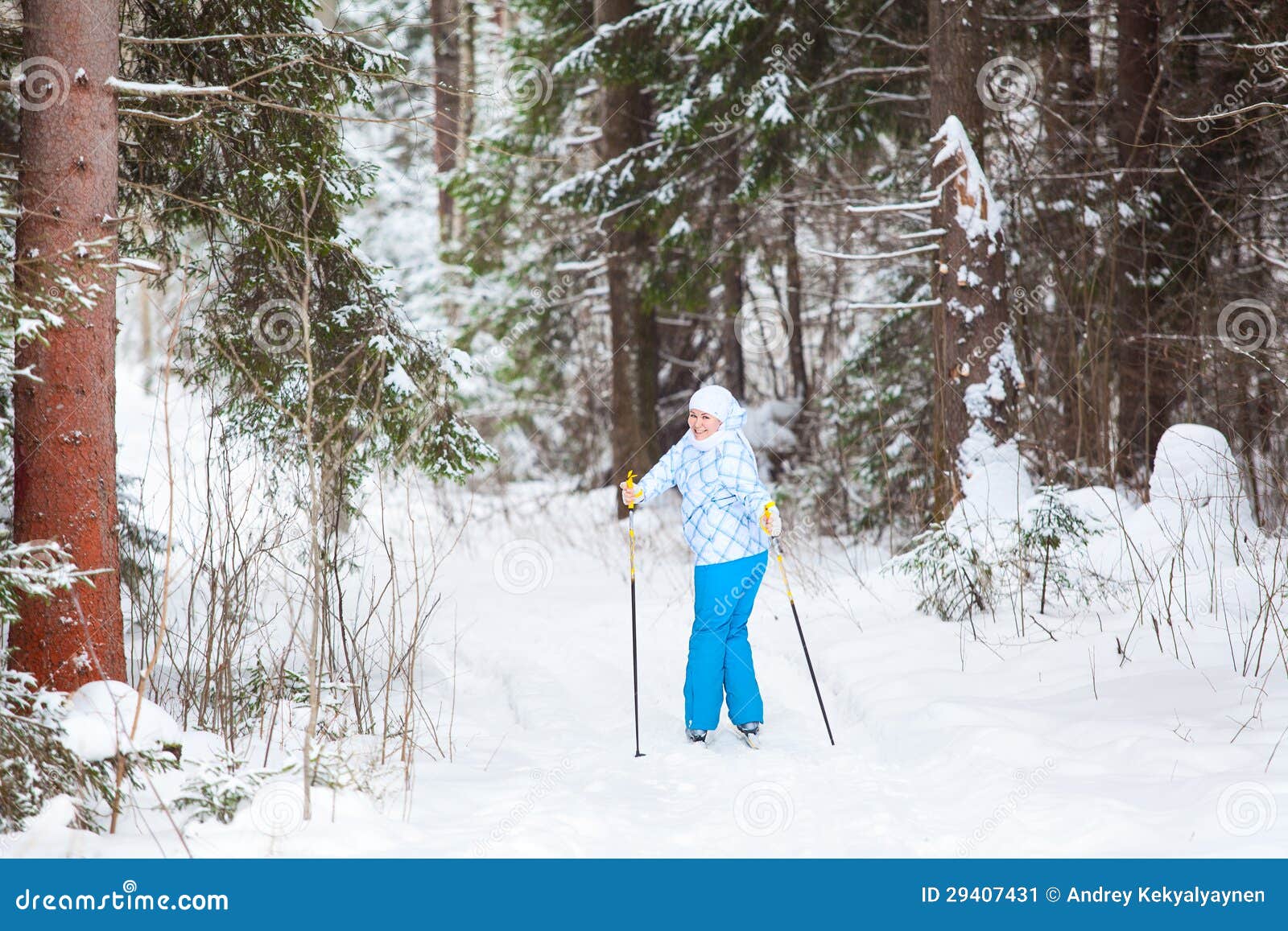 Female Skier Turning Back when Skiing Stock Image - Image of nature ...
