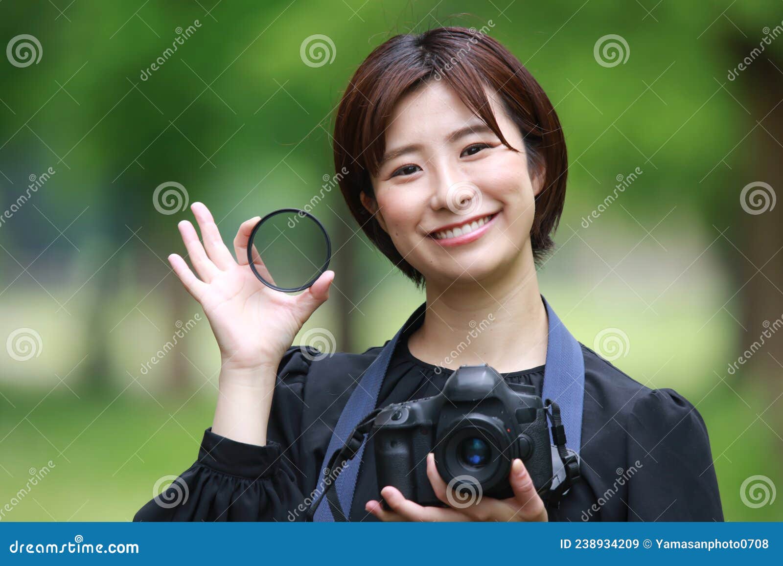 Female with SLR Camera and Lens Filter Stock Image - Image of young ...