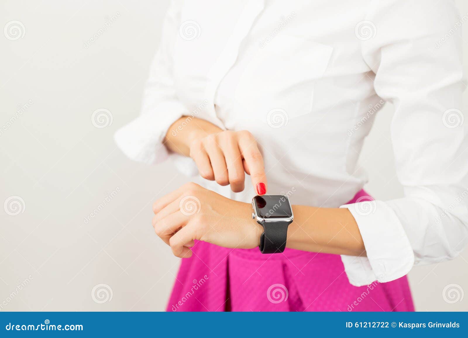 Female with Smartwatch on Her Wrist Stock Photo - Image of corporate ...