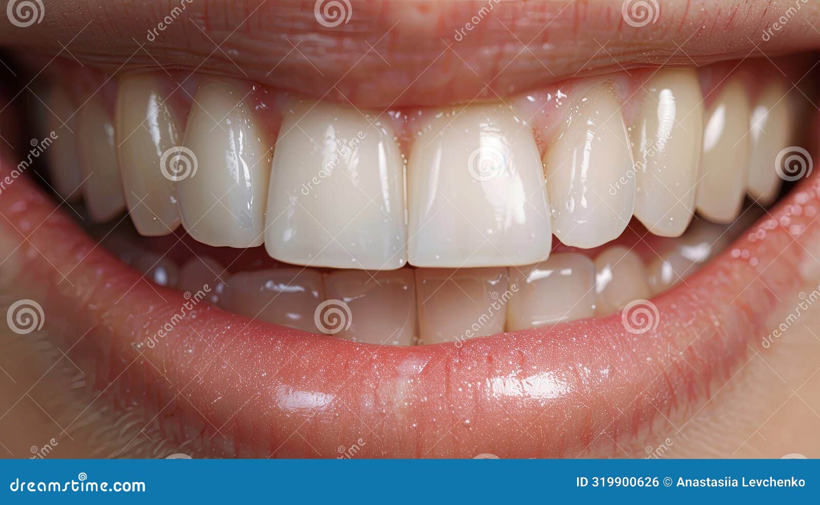 Female Smile with Beautiful White Straight Teeth Stock Illustration ...