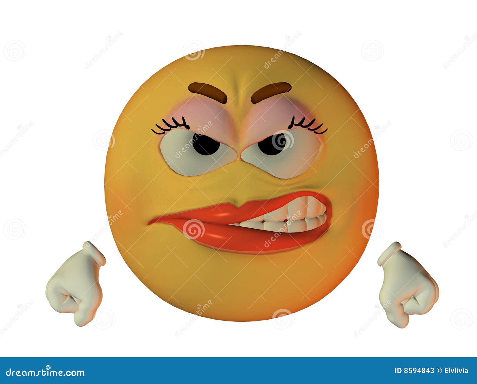 Female smilie angry stock illustration. Illustration of emotions - 8594843