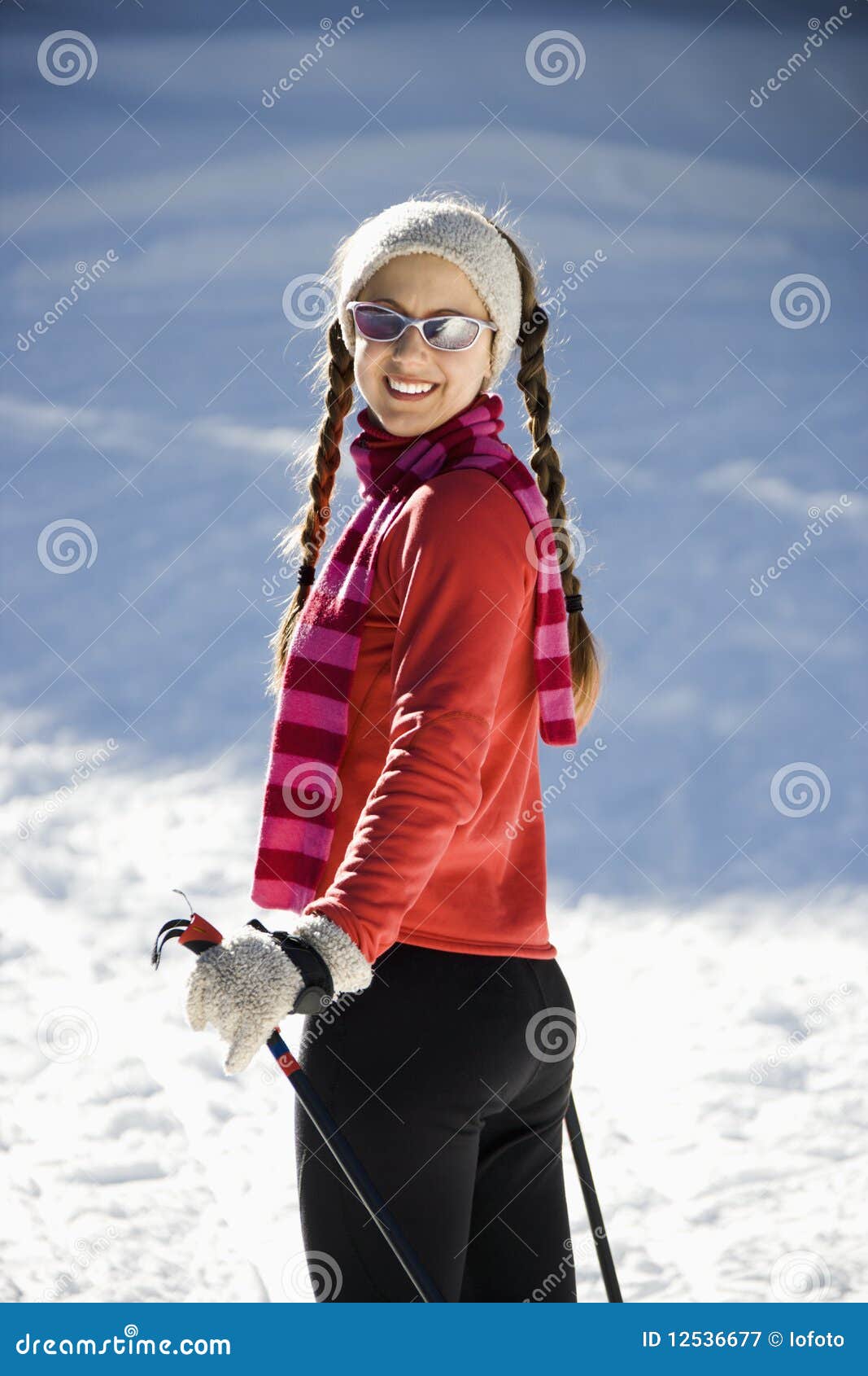 Female Snow Skiier stock image. Image of brunette, brown - 12536677