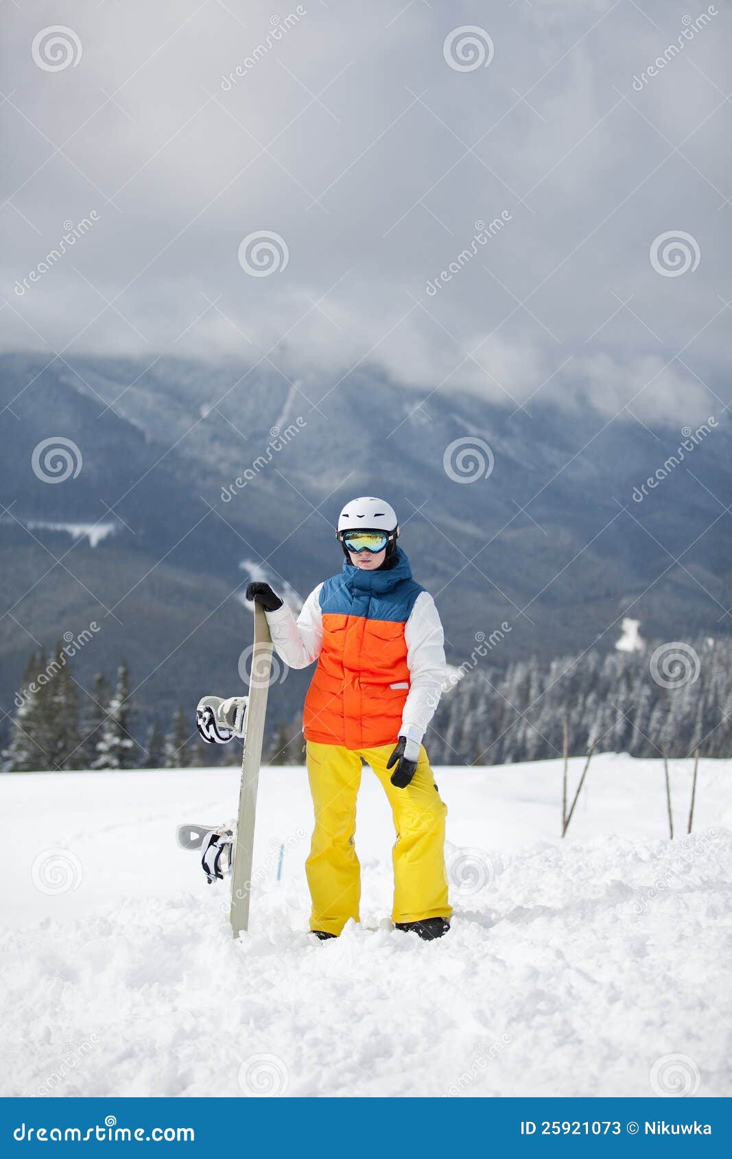 Female Snowboarder Against Sun and Sky Stock Image - Image of holiday ...