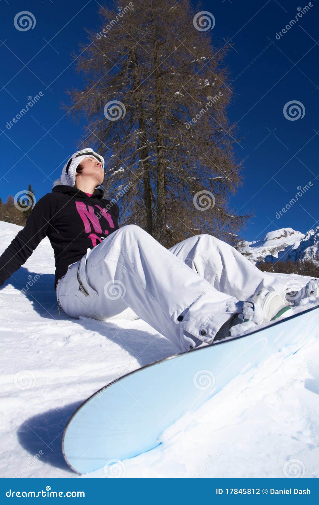 Female Snowboarder in Dolomites Stock Photo - Image of board, snow ...
