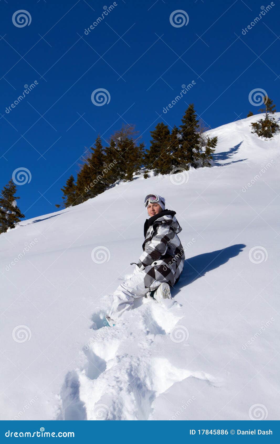 Female Snowboarder in Dolomites Stock Photo - Image of action, female ...