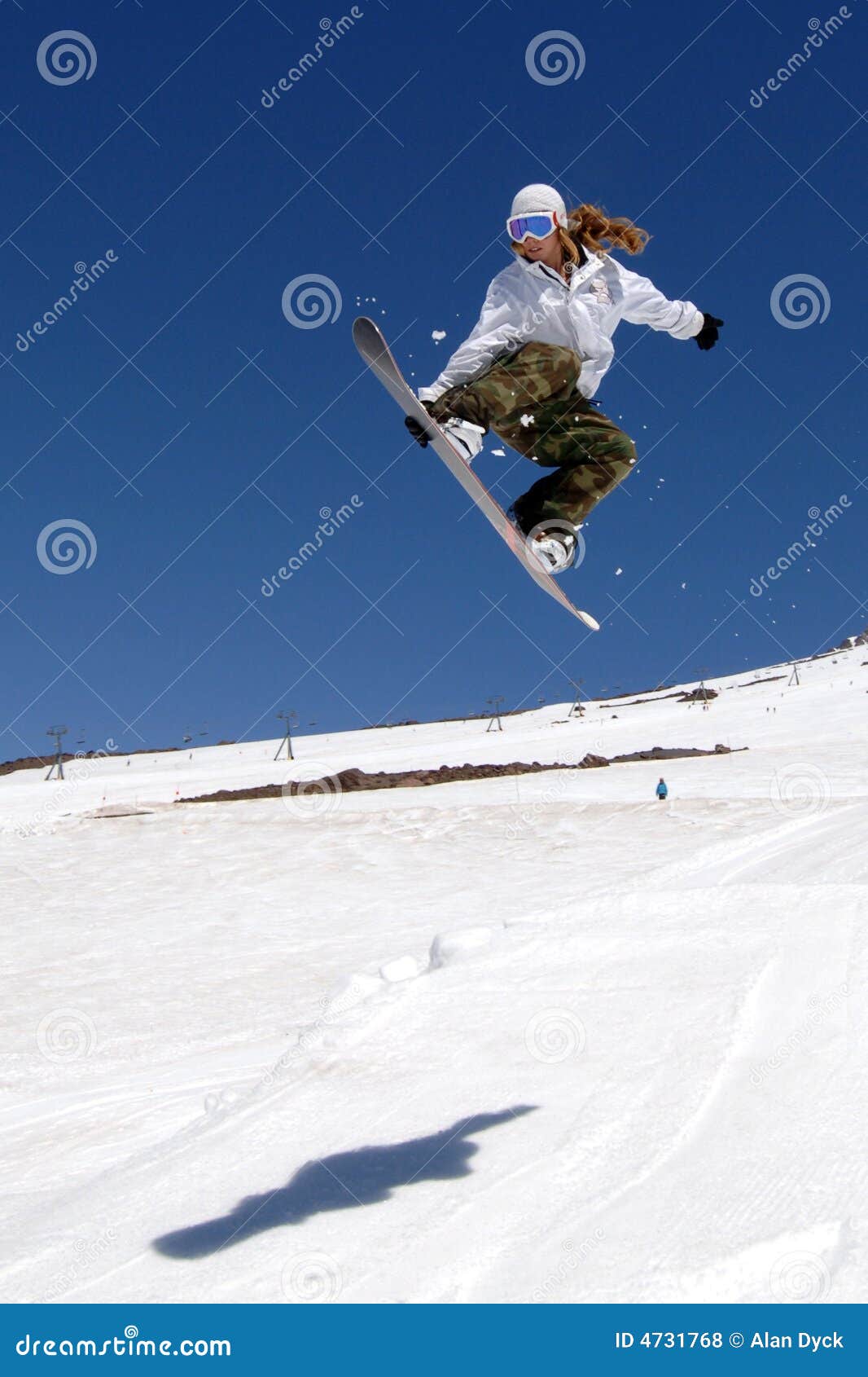 Female Snowboarder Jump Shadow Stock Photo - Image of woman, snow: 4731768