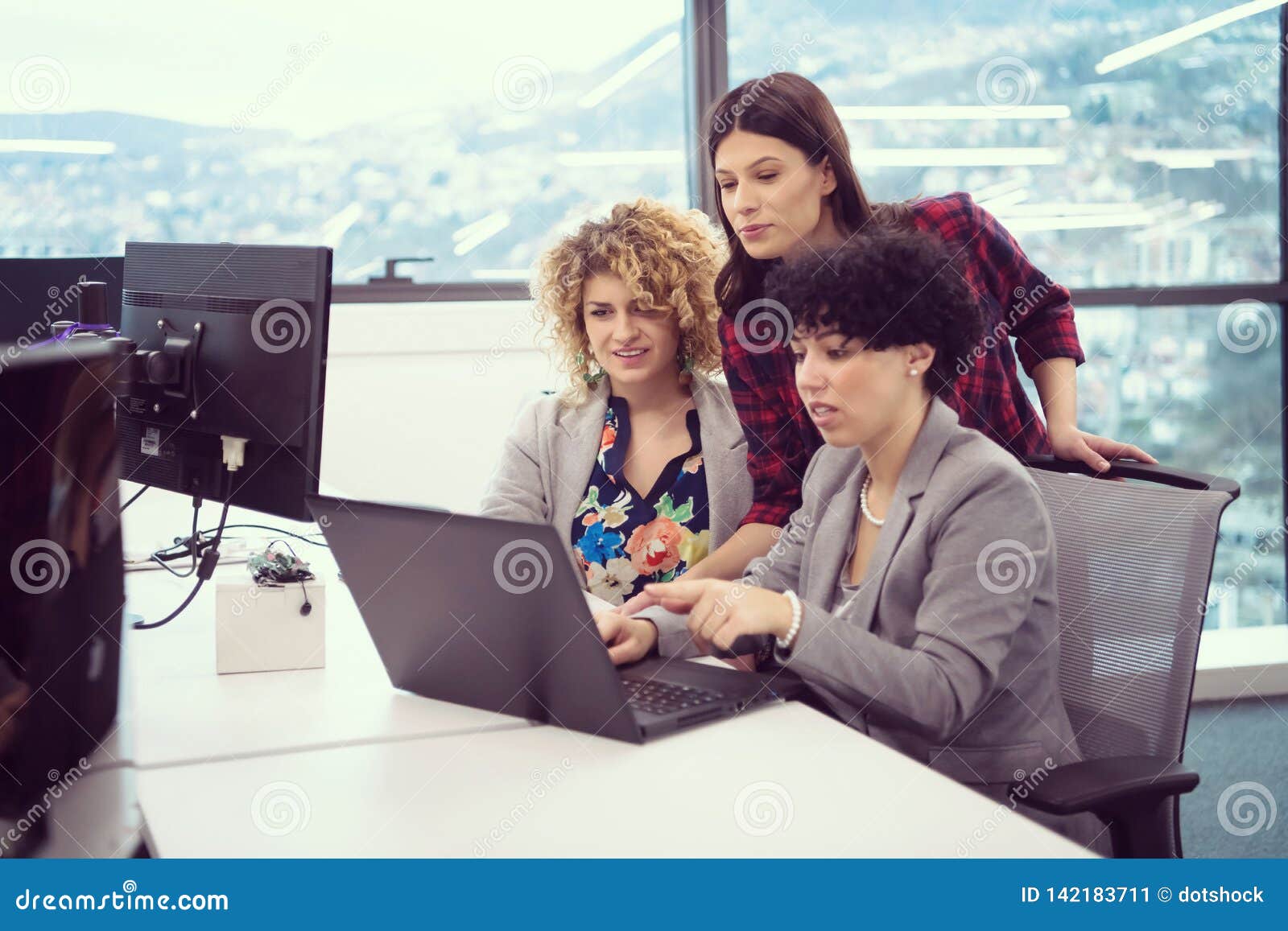 Female Software Developers Using Laptop Computer Stock Image - Image of freelancer, portrait ...