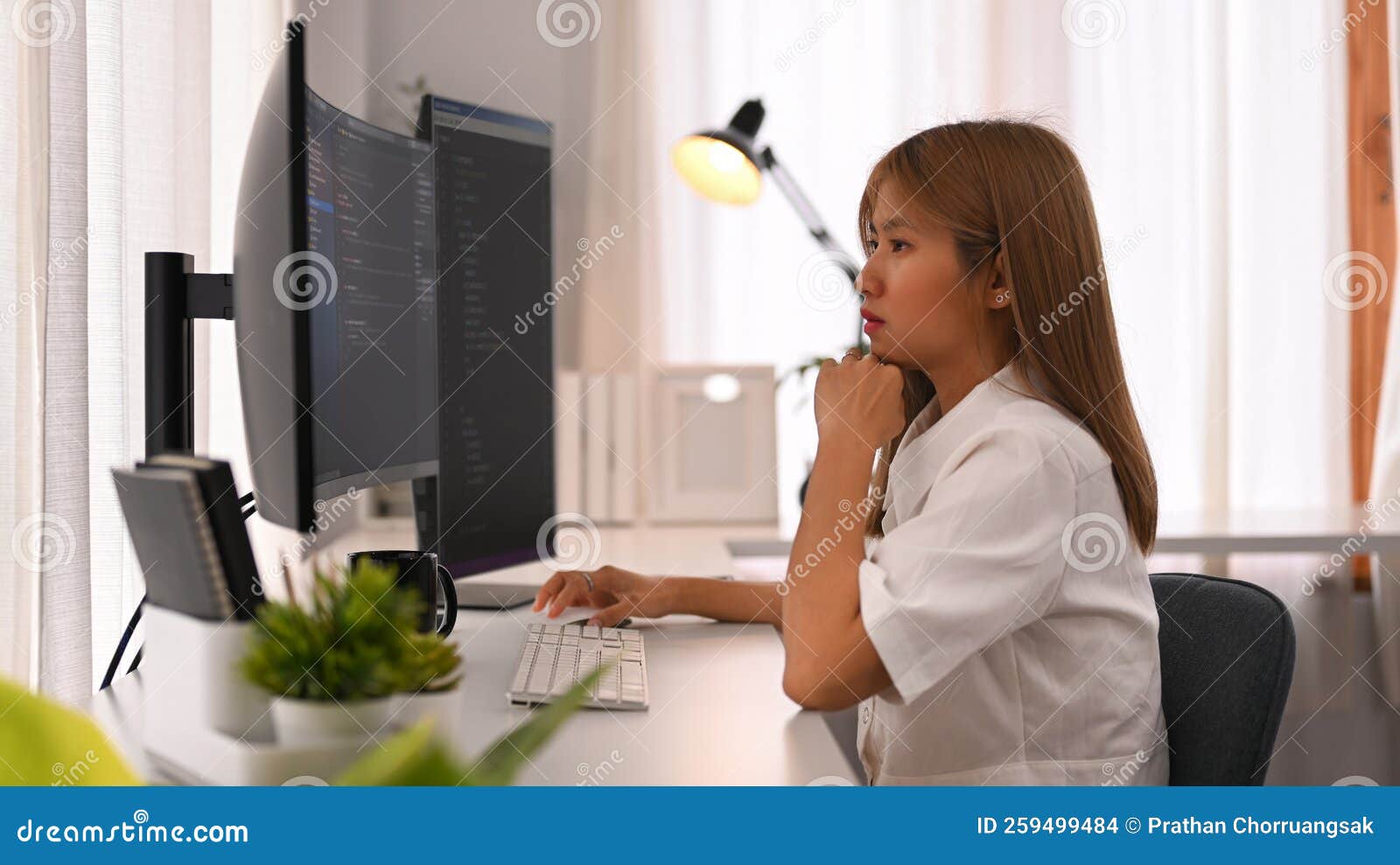 Female Software Developers Working With Coded Data On Computer Screen Developing Programming