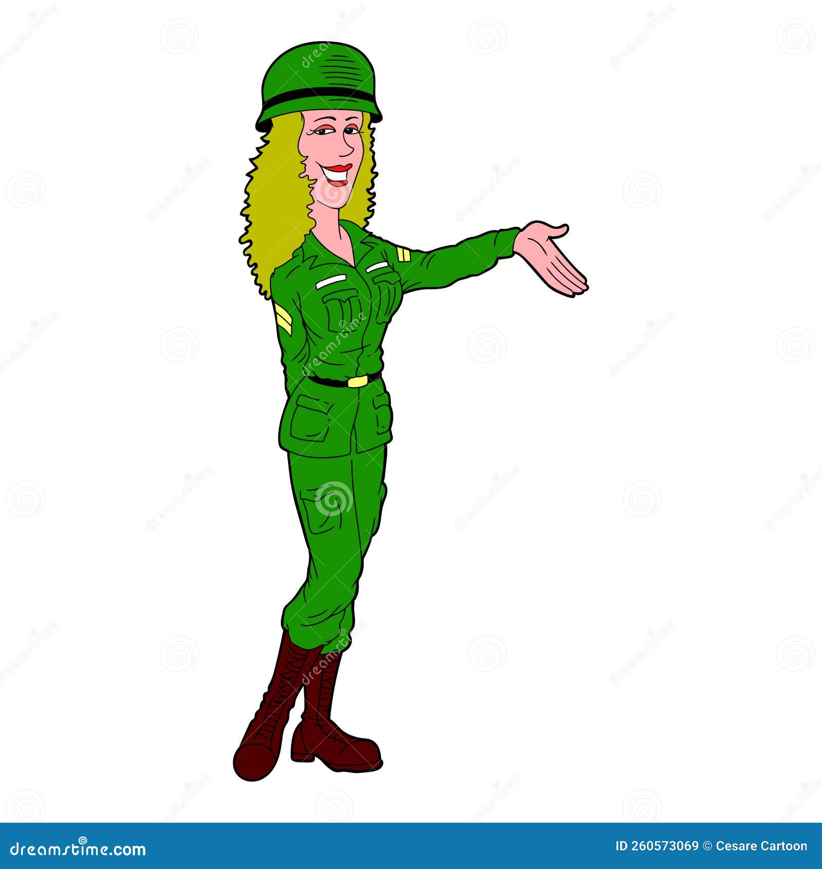 Cartoon female soldier stock vector. Illustration of vector - 260573069