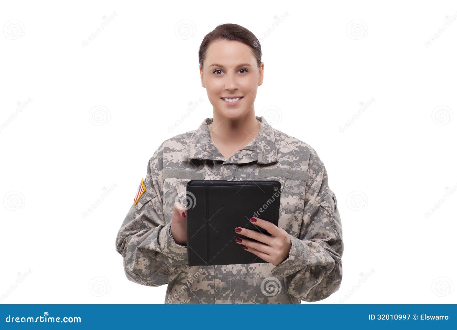Female Soldier with Digital Tablet Stock Image - Image of screen ...