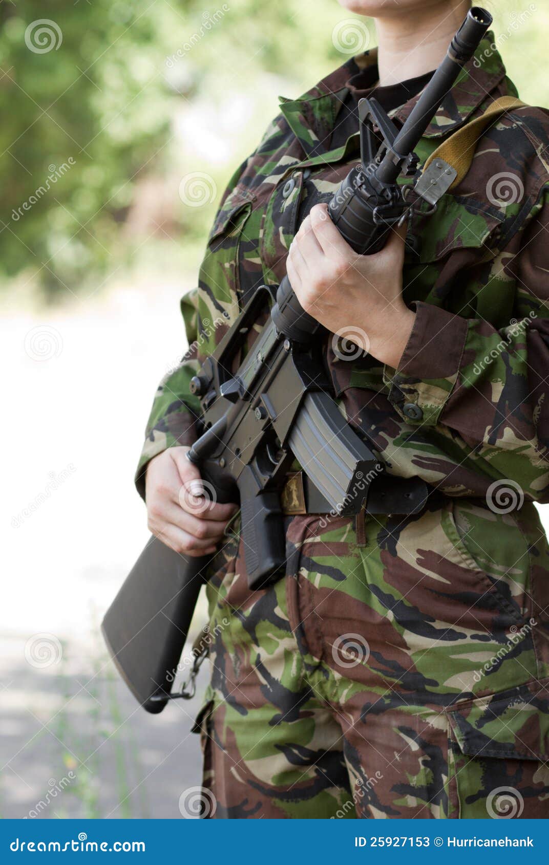 Female Soldier Witha Gun on Guard Stock Image - Image of armed ...