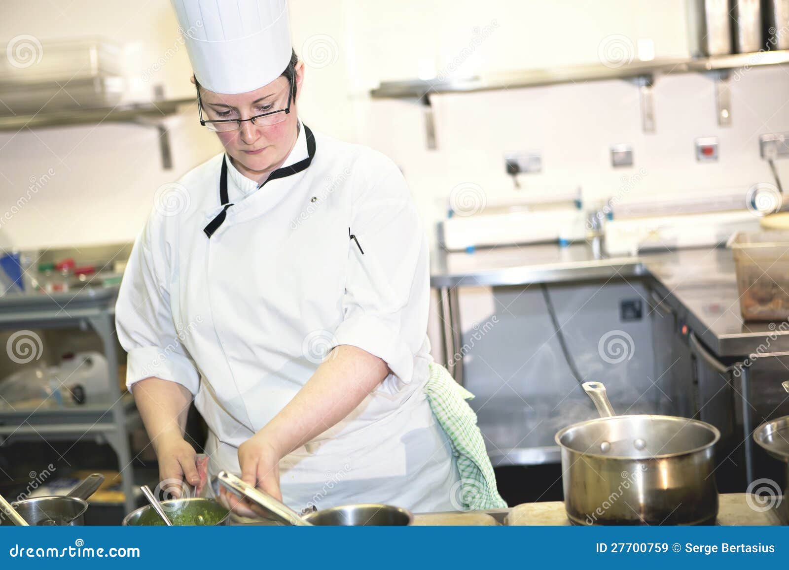 Female sous chef cooking stock image. Image of chef, professional ...