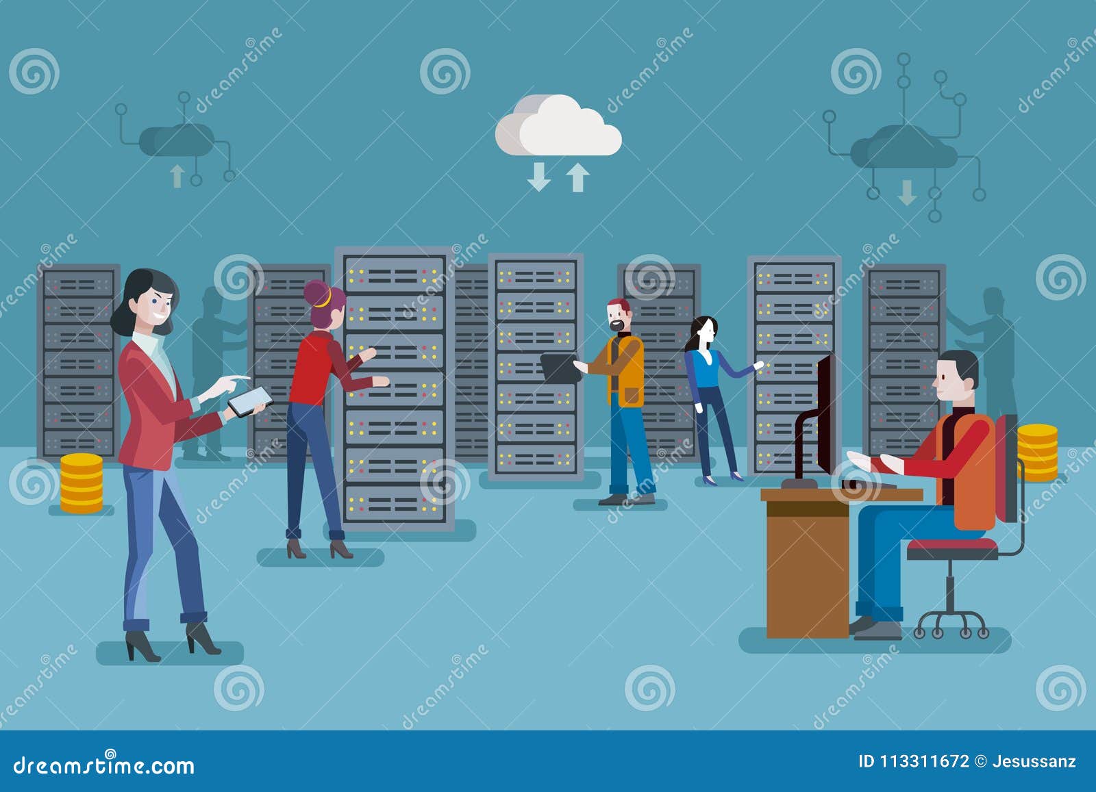 Female it Specialist in Datacenter Stock Vector - Illustration of ...