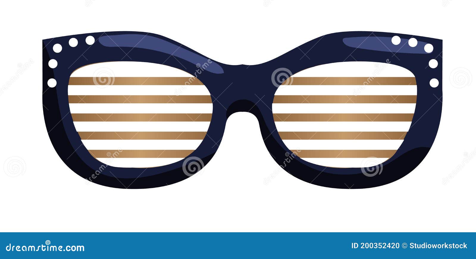 Spectacle Frame with Golden Strip Isolated on White Stock Vector ...