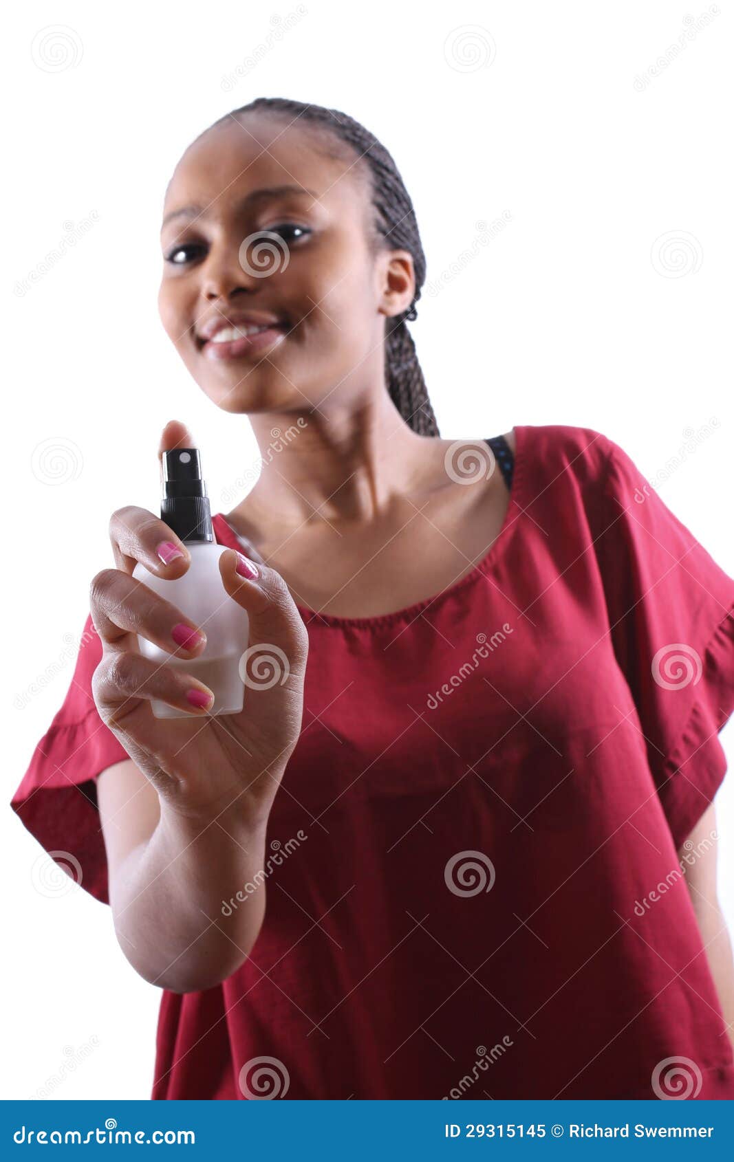 Female Spraying Perfume at Subject Stock Image - Image of cosmetics ...