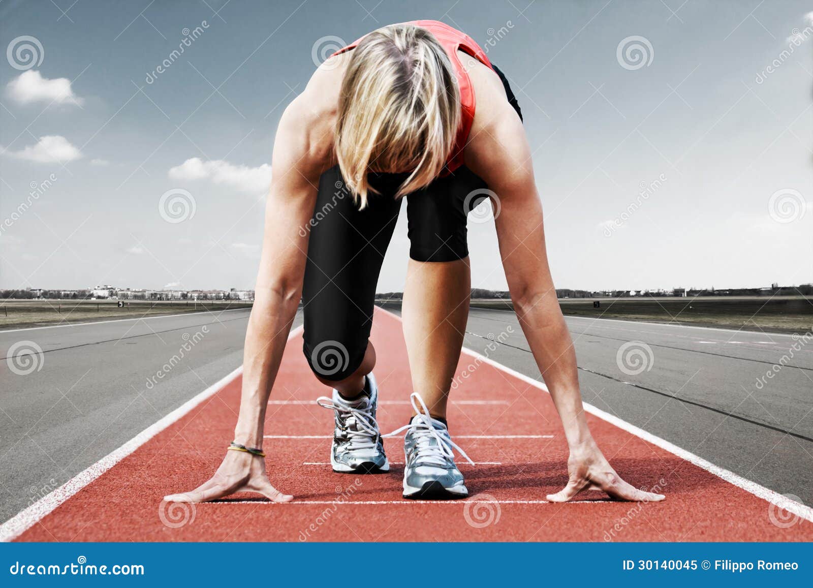 Runner start runway stock image. Image of sepia, sports - 30140045