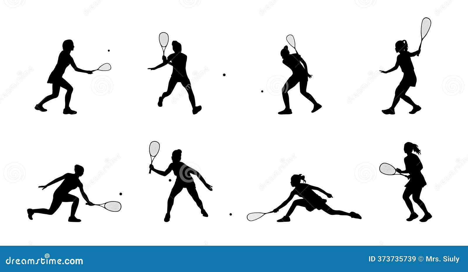 Squash Female Player Silhouettes, Squash Female Players, Squash Player ...