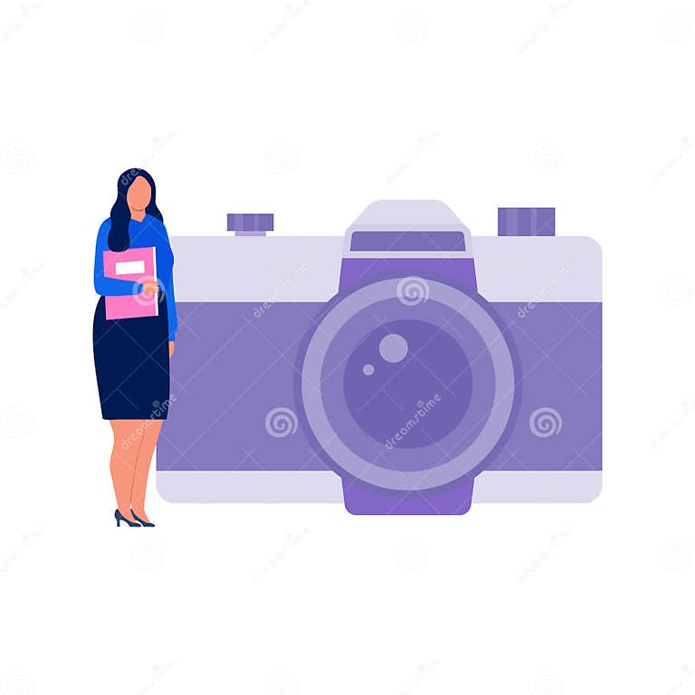 A Female is Standing by the Camera Stock Illustration - Illustration of ...