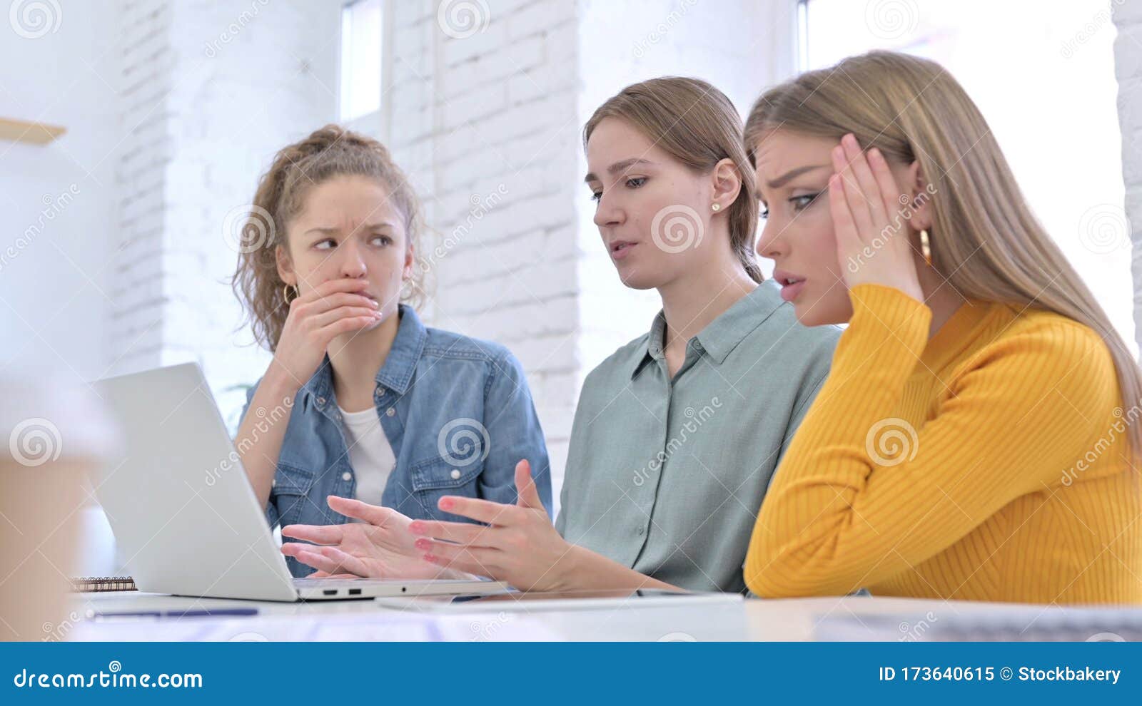 Female Startup Team Disappointed by Failure on Laptop Stock Image ...
